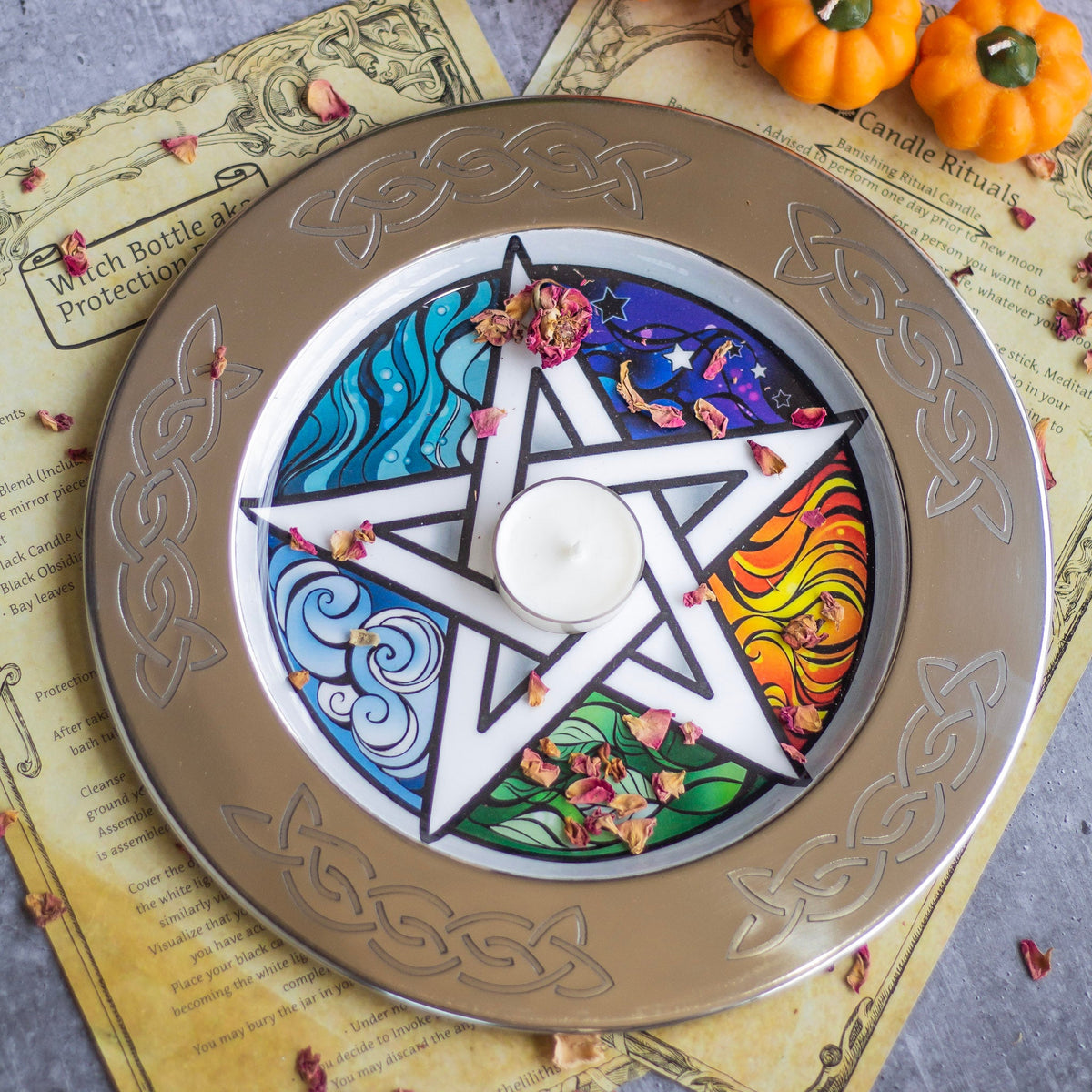 Pentacle & Elements illustration Steel Offering Plate – Page 1 – The ...