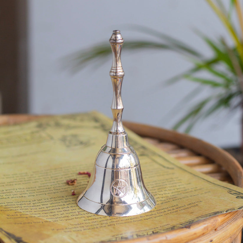 Pentacle engraved Silver finish Brass Bell – The Lilith store