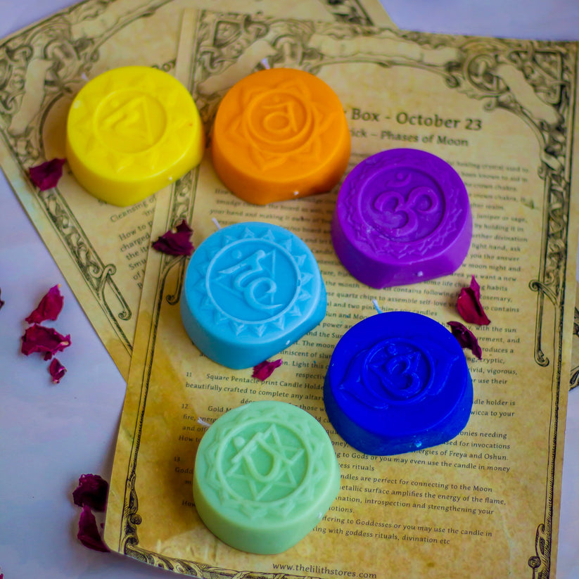 Seven Chakra Decorative Soy Candles | Set of 7 – The Lilith store